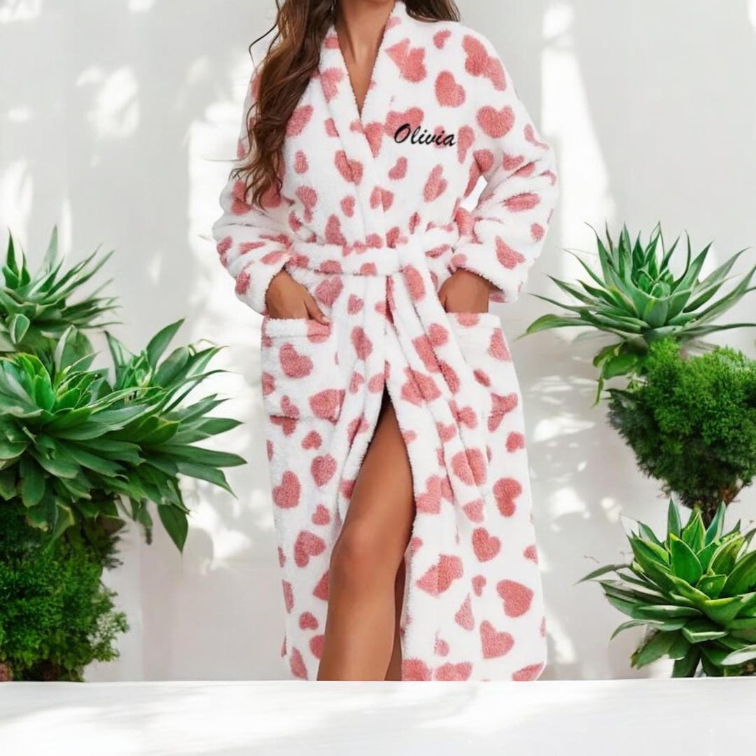 Custom Bride Heart Robe - Plush Bathrobe for Wedding Prep, Bridesmaids ...