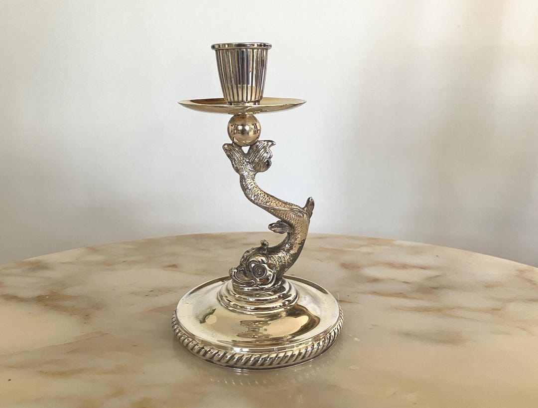 Dolphin Candlestick, 925 Silver, Hallmarked and Marked, Art Nouveau ...