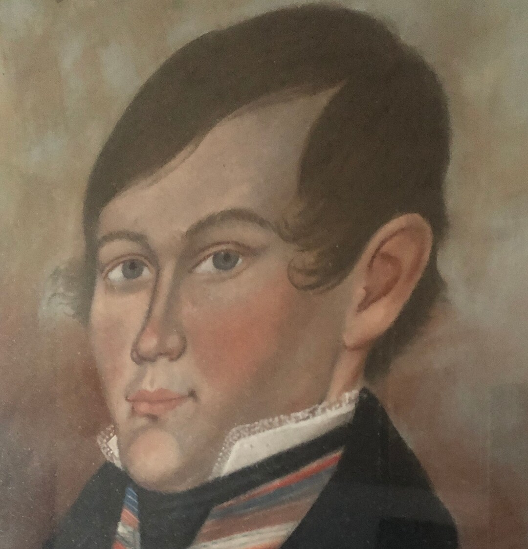 Biedermeier Portrait of a Young Man, Gouache on Paper, Glazed and ...