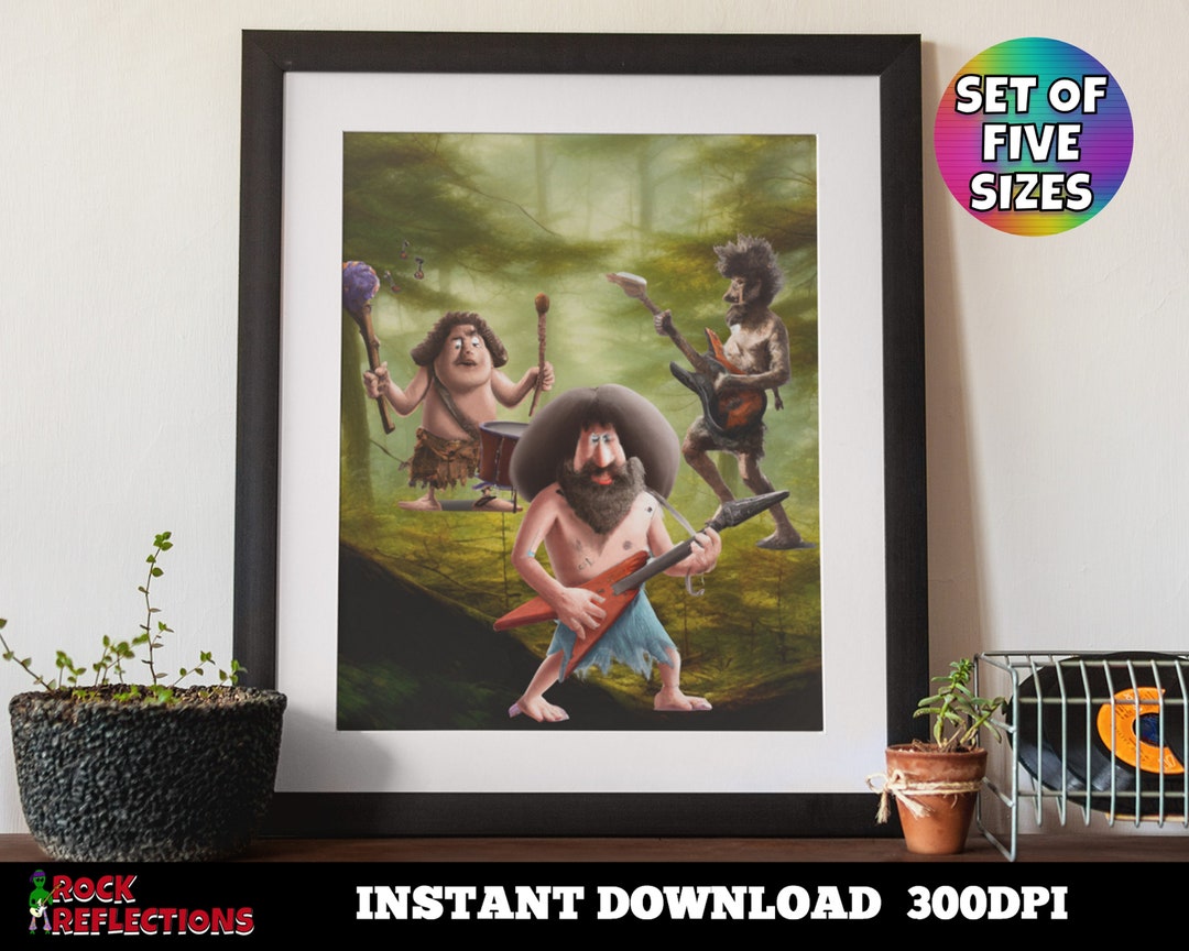 Caveman Rock Band Art Print: Uplifting Guitarists (digital Download) - Etsy
