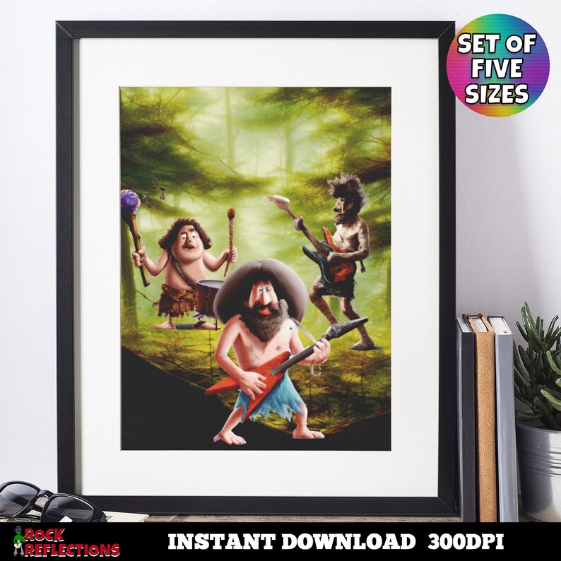 Caveman Rock Band Art Print: Uplifting Guitarists (digital Download) - Etsy