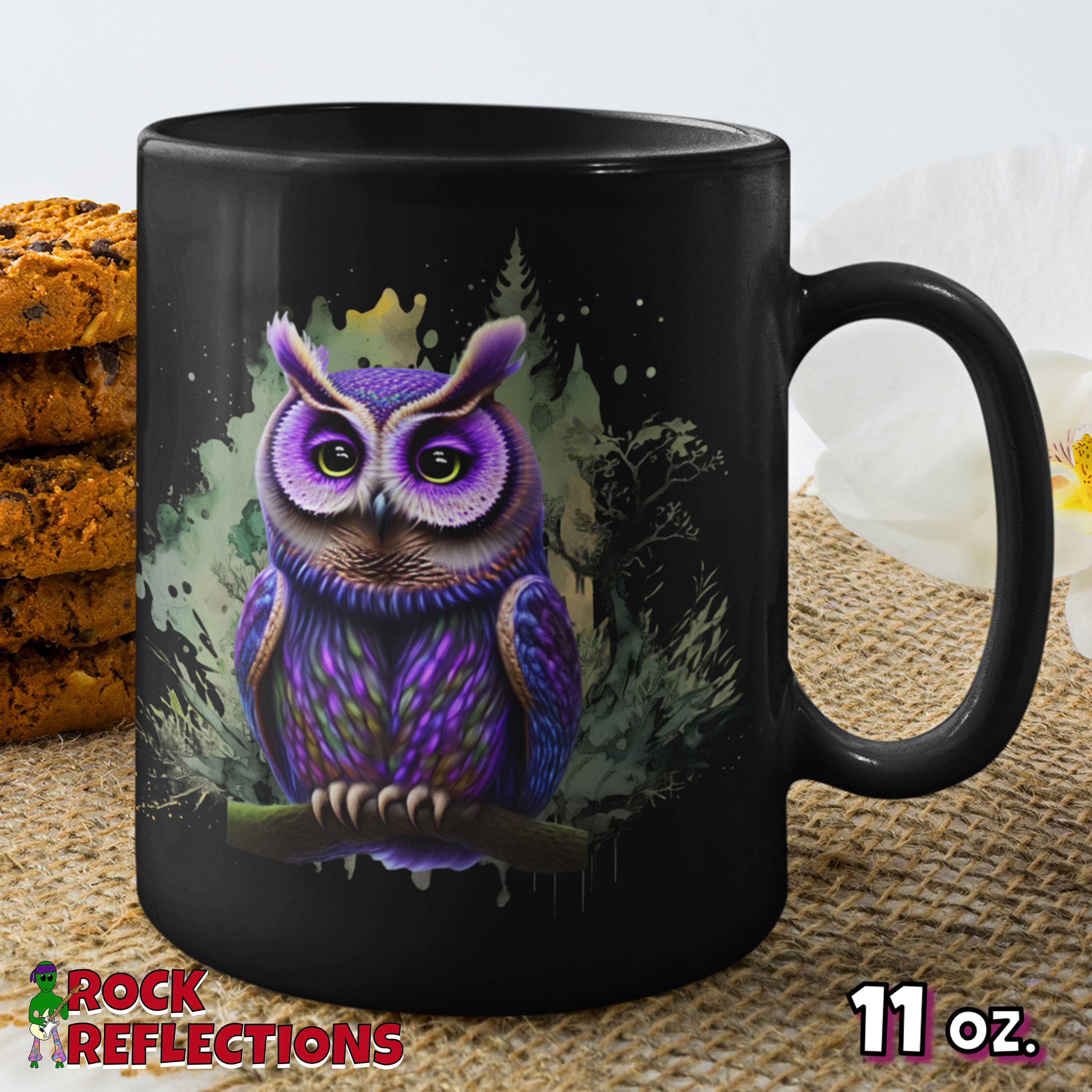 Owl in A Forest Mug Psychedelic Owl Cute Owl Mug Purple Owl Mug Owl ...