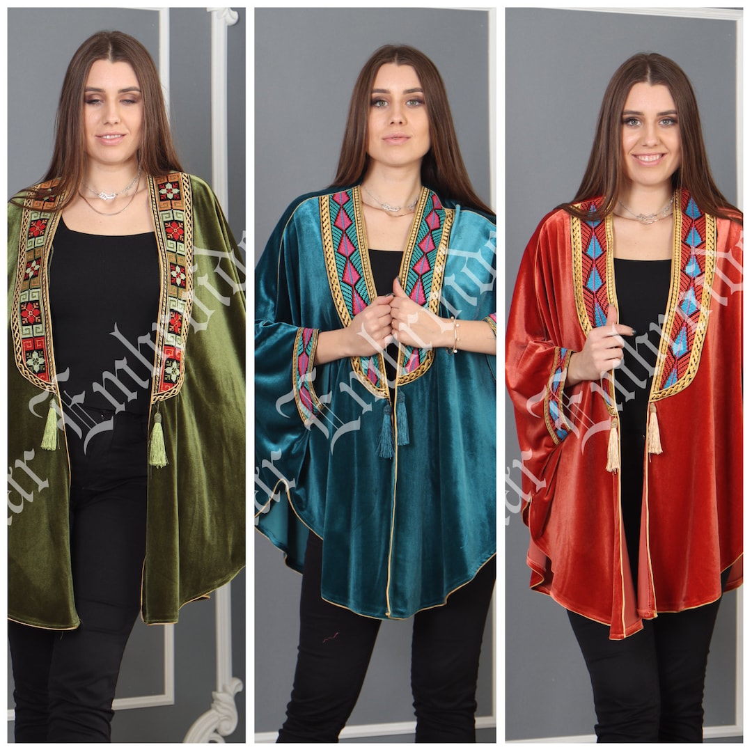 Embroidered Palestinian Jordanian Traditional Short Bisht / Cape One ...