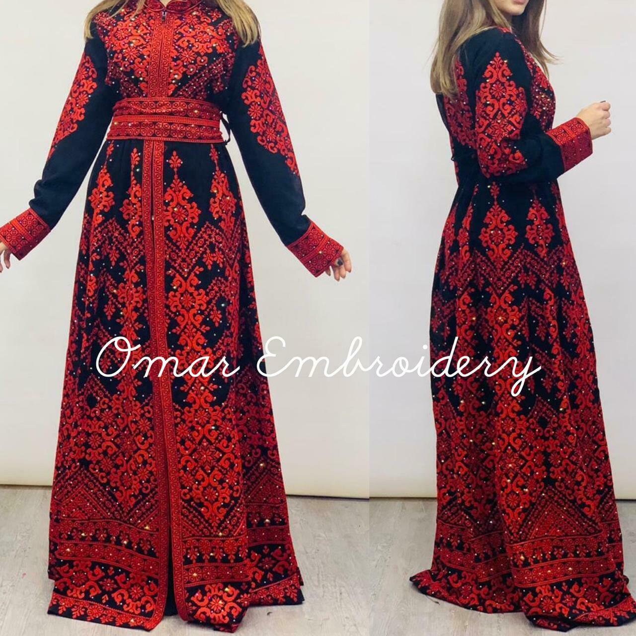 Thobe Embroidered Palestinian Maxi Dress Long Sleeves Kaftan - Etsy