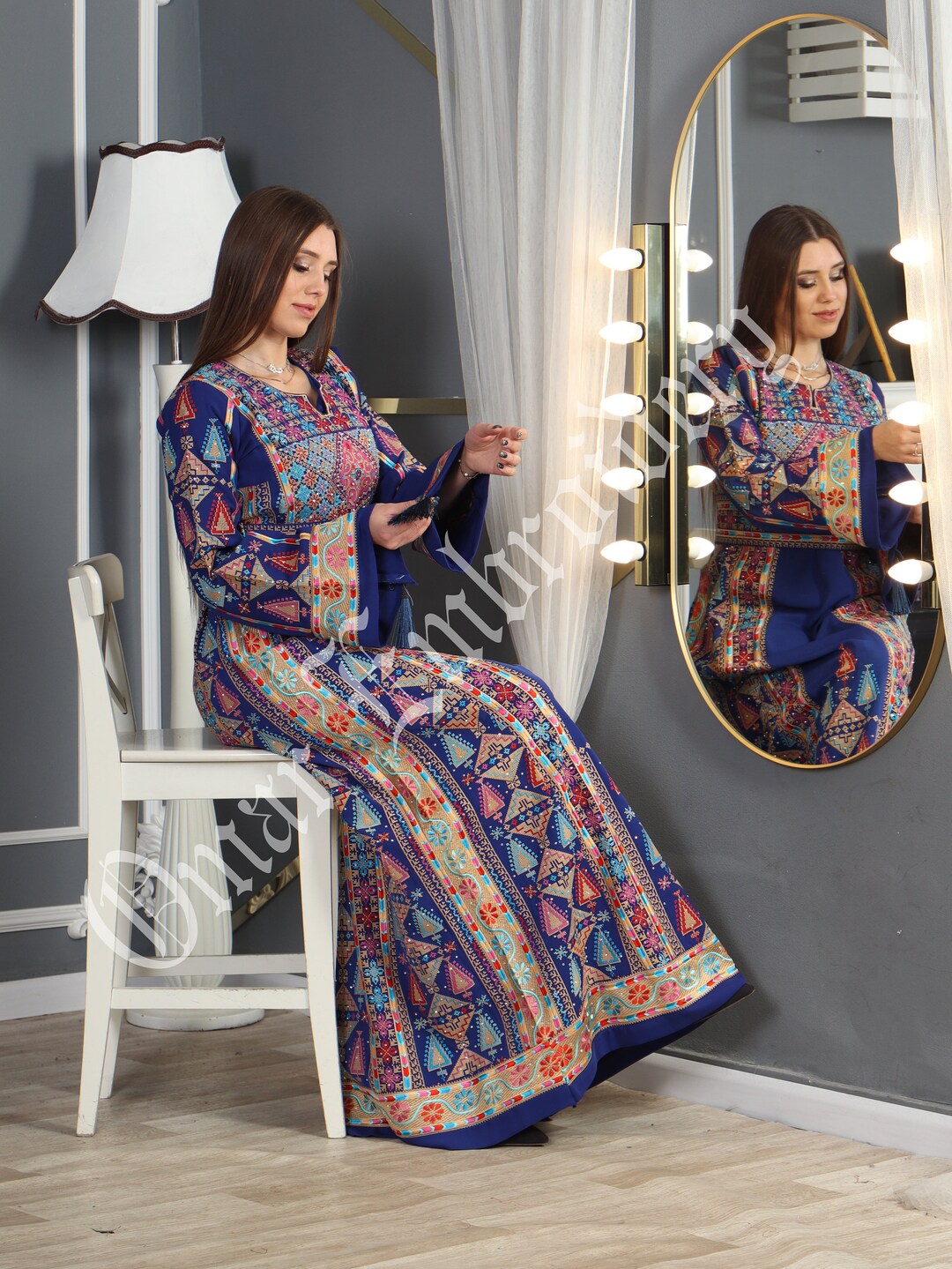 Thobe Embroidered Palestinian Maxi Dress Long Sleeves Palestinian ...