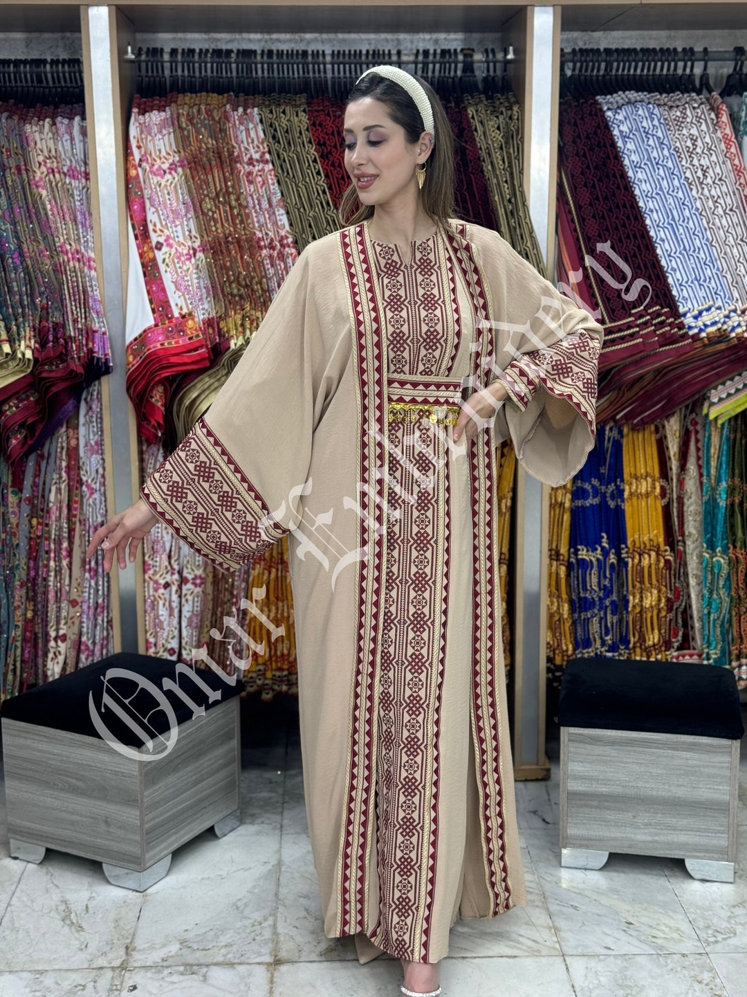 Palestinian Thobe Embroidered Maxi Bisht Palestinian Princess Design ...