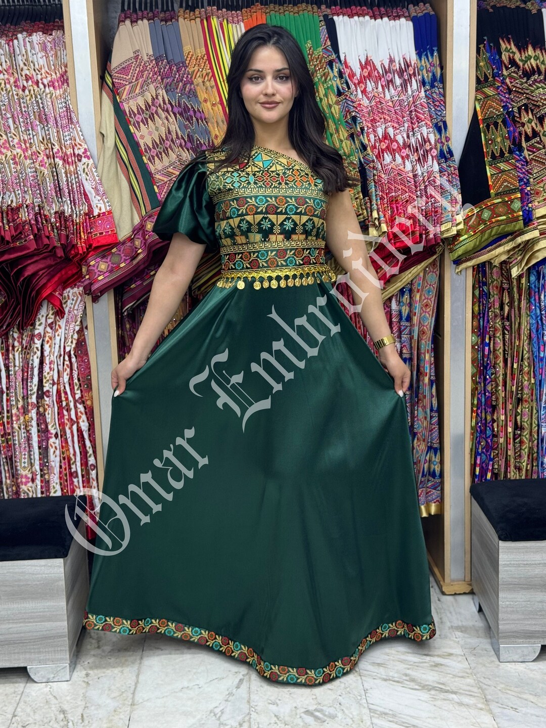 Thobe Embroidered Palestinian Maxi Dress Long Sleeves Palestinian ...