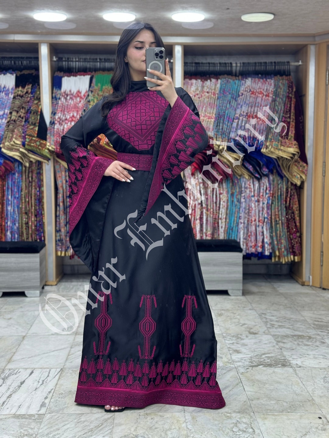 Thobe Embroidered Palestinian Maxi Dress Long Sleeves Palestinian ...