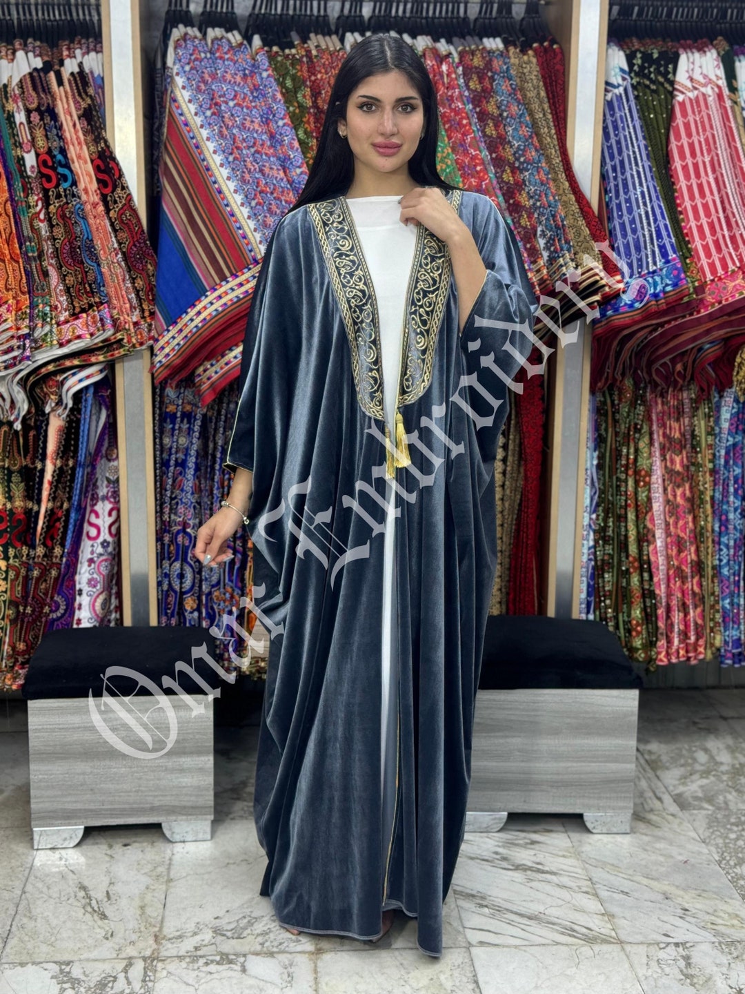 Palestinian Thobe Embroidered Velvet Maxi Bisht Palestinian Princess ...