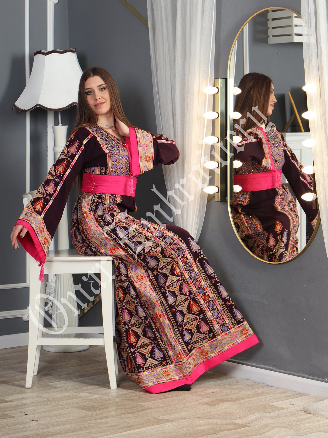 Thobe Embroidered Palestinian Maxi Dress Long Sleeves Palestinian ...