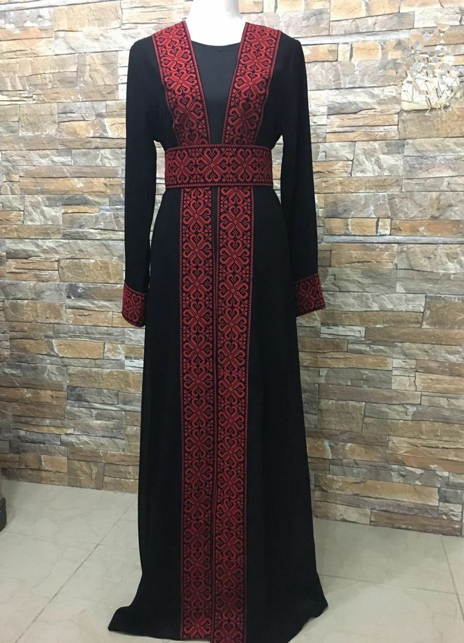 Palestinian Abaya Embroidered Jordanian Traditional Arabic - Etsy