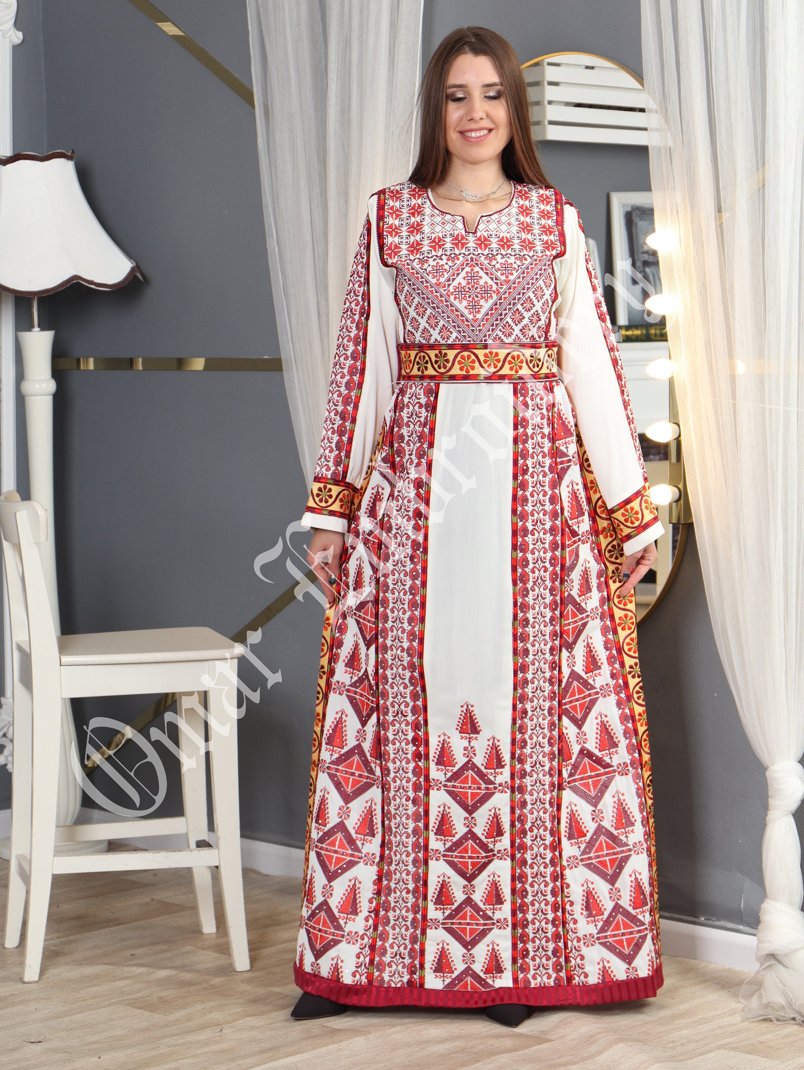 Thobe Embroidered Palestinian Maxi Dress Long Sleeves - Etsy