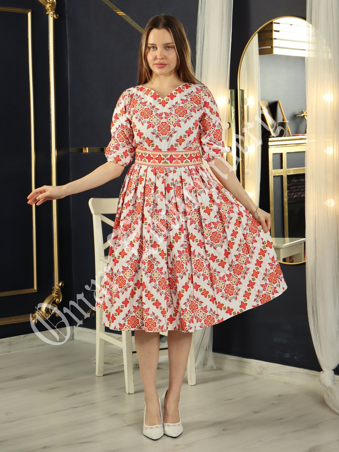 Palestinian Thobe Embroidered Short Dress Palestinian Princess Design ...