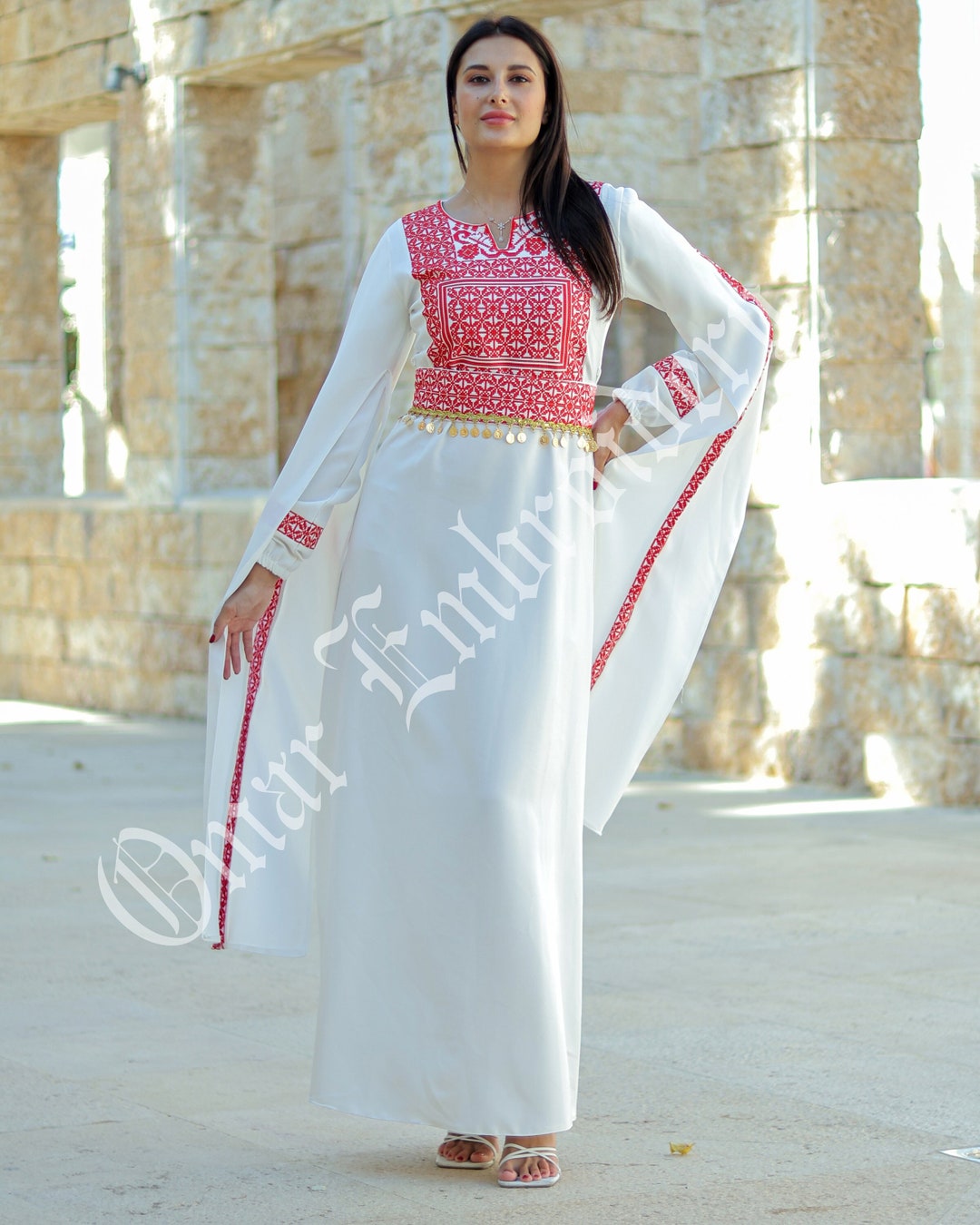 Palestinian Thobe / Abaya Embroidered Maxi Dress Long Sleeves - Etsy
