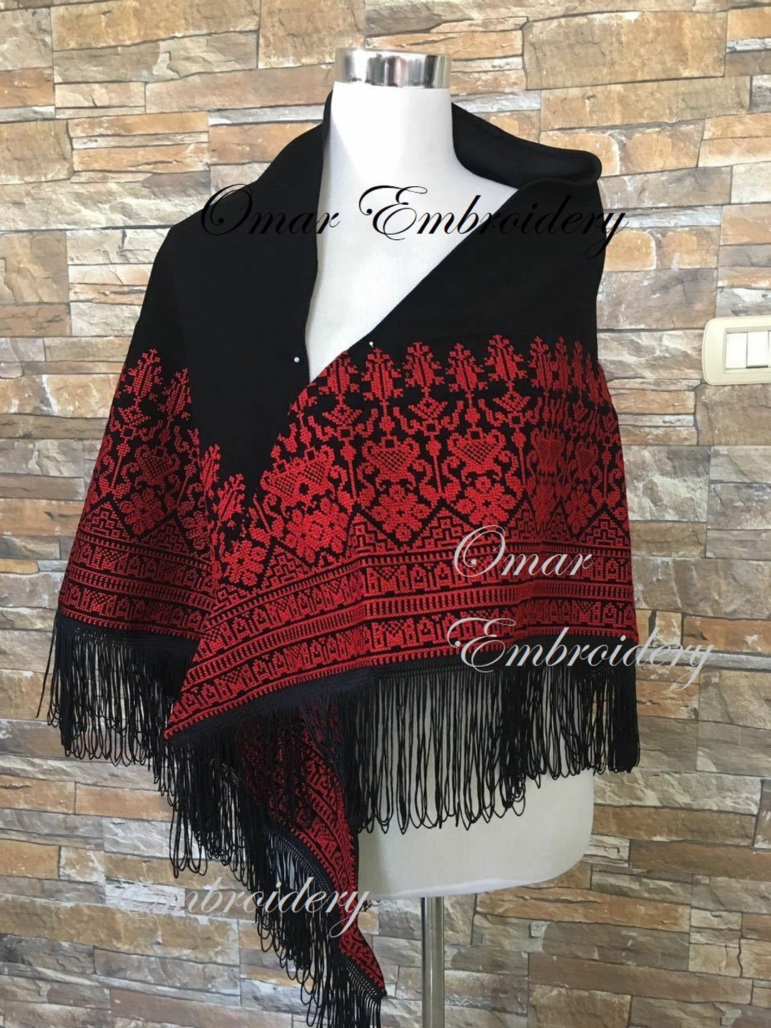 Embroidered Shwal Scarf Jordanian Palestinian Wrap Shawl Wrap Bedouin ...