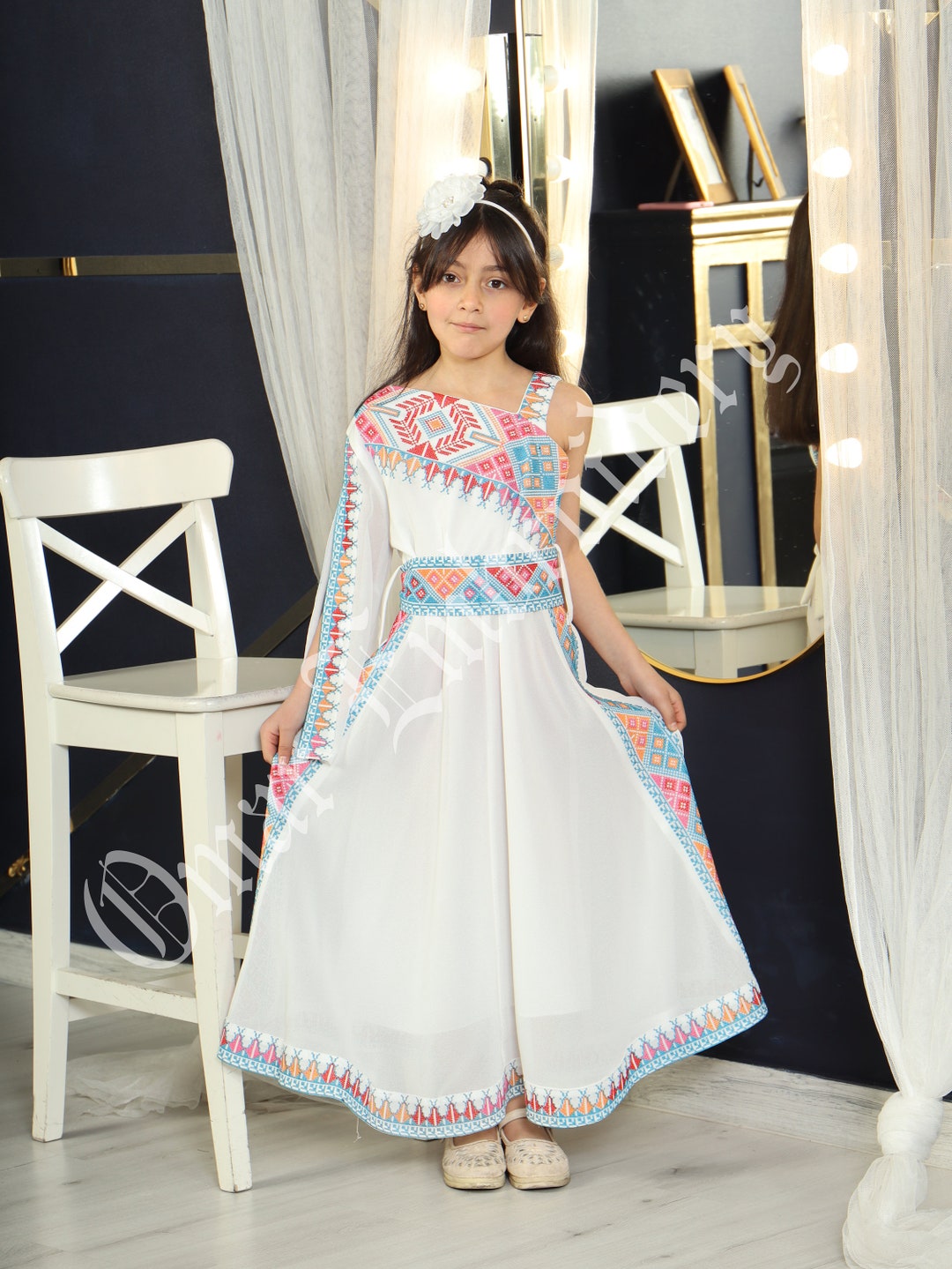 Girls Embroidered Dress for Kids Arabic Palestinian Jordanian Dress - Etsy