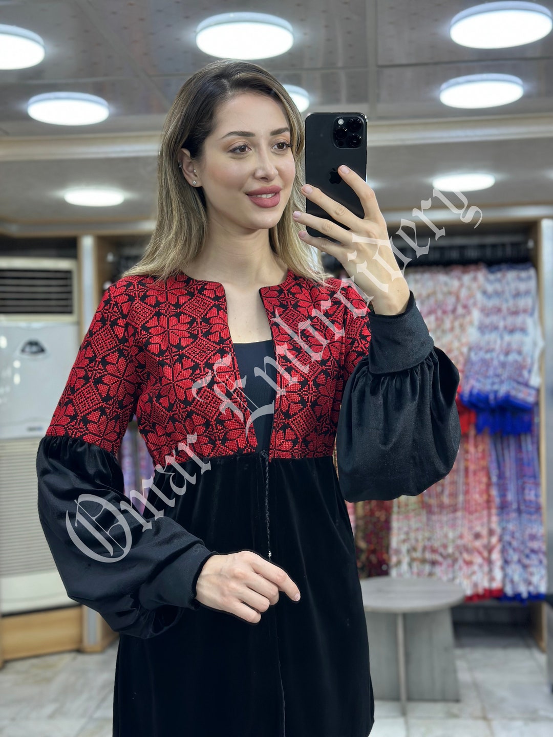 Embroidered Long Sleeve Velvet Jacket Palestinian Jordanian Dress - Etsy