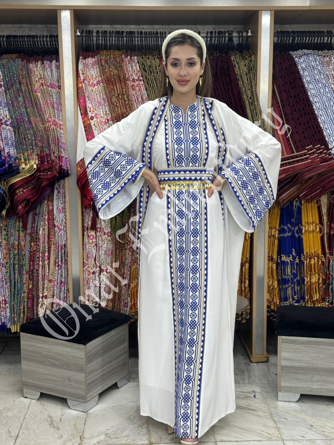 Palestinian Thobe Embroidered Maxi Bisht Palestinian Princess Design ...