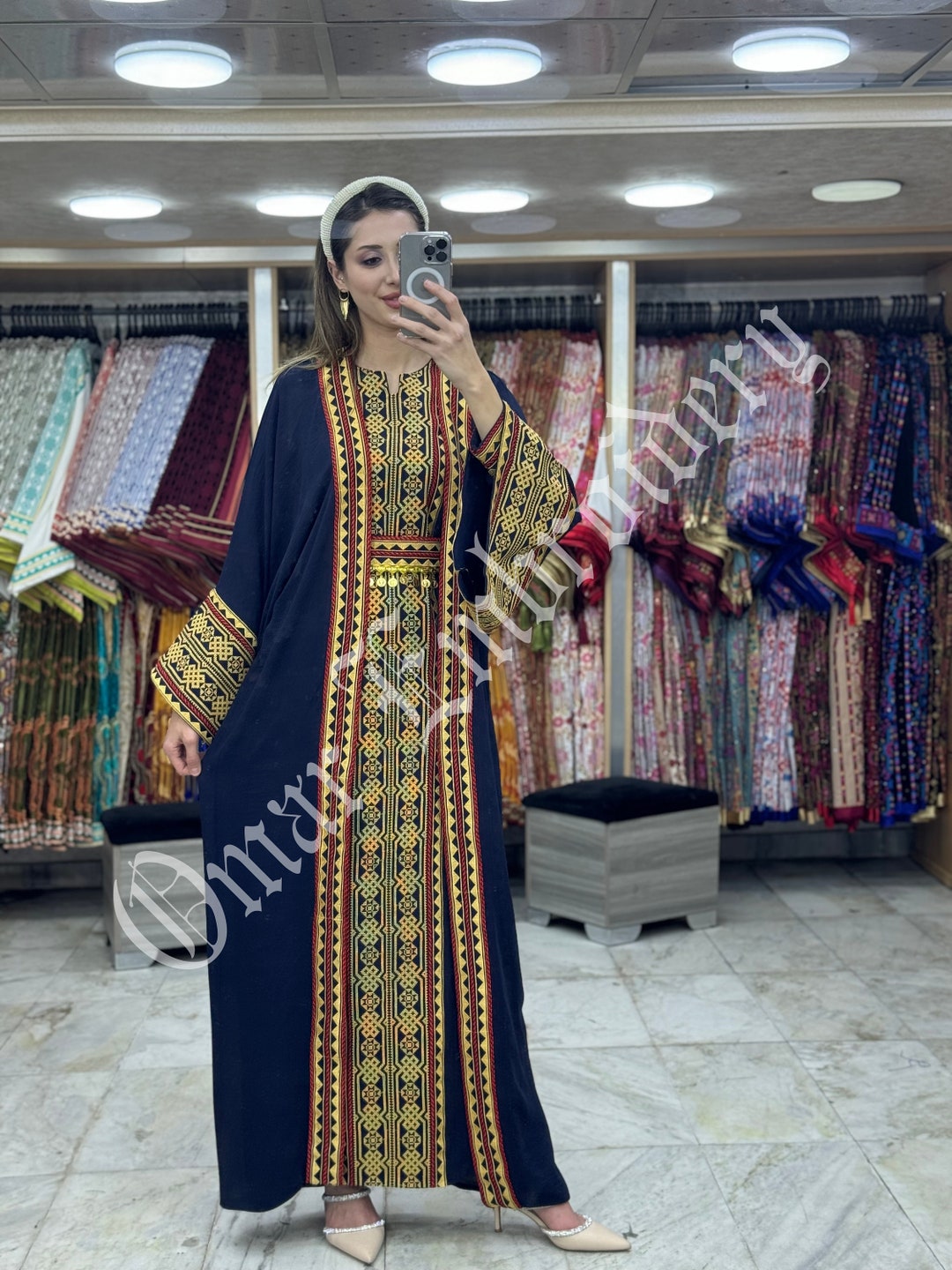 Palestinian Thobe Embroidered Maxi Bisht Palestinian Princess Design ...
