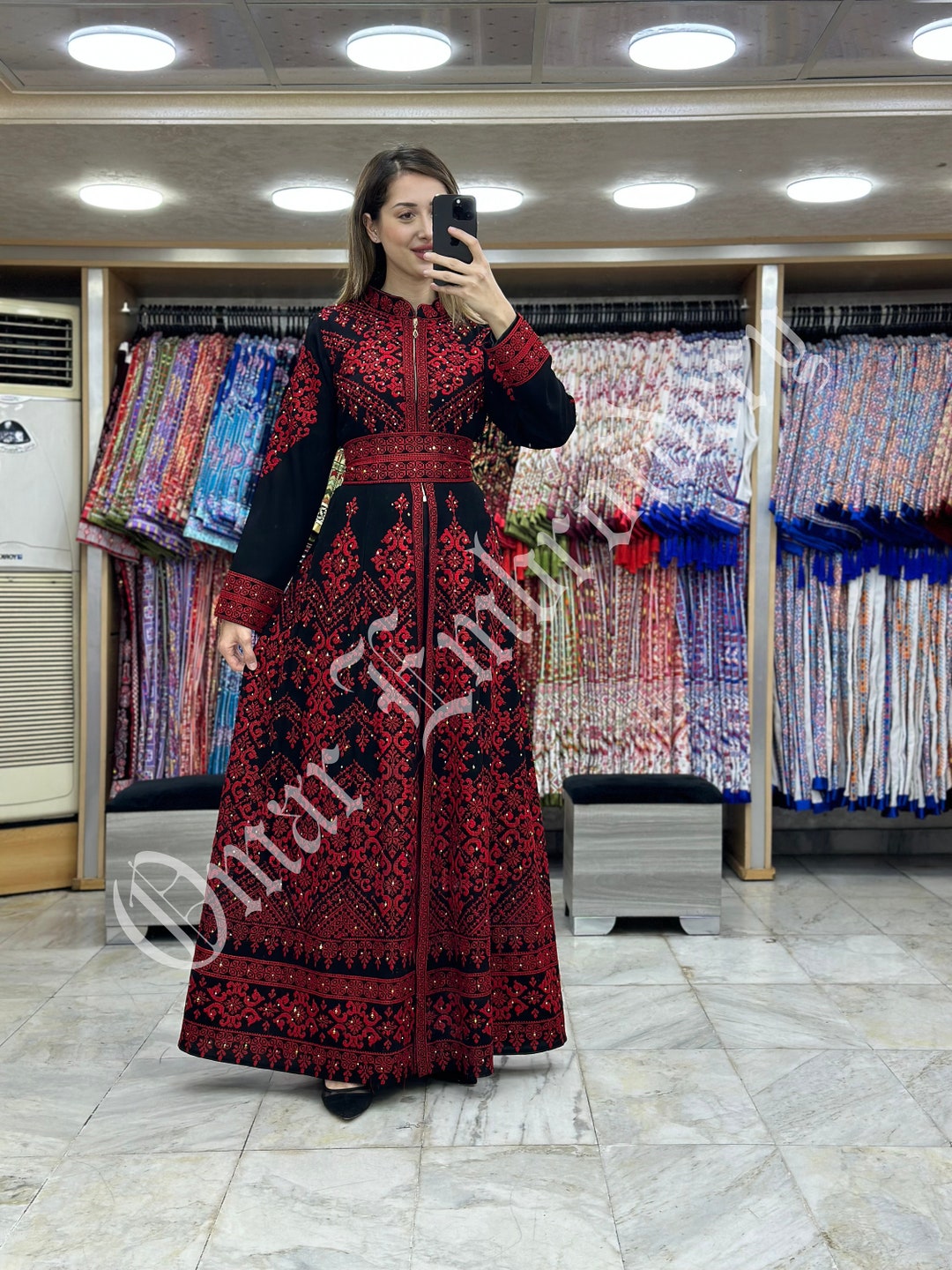 Thobe Embroidered Palestinian Maxi Dress Long Sleeves Palestinian ...