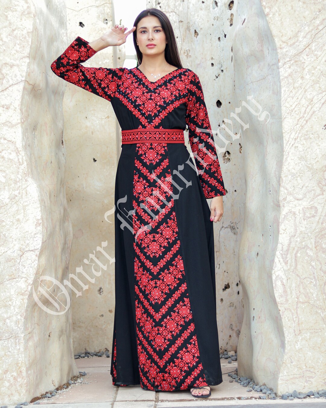 Palestinian Thobe Embroidered Maxi Dress Palestinian Princess Design ...