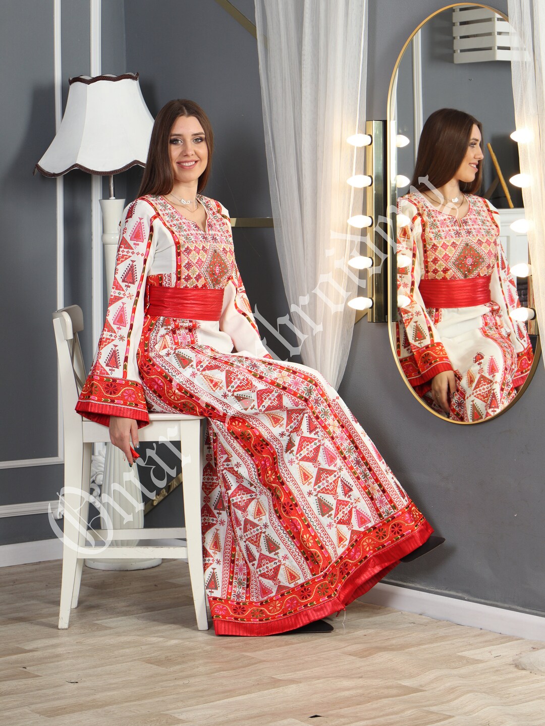 Thobe Embroidered Palestinian Maxi Dress Long Sleeves Palestinian ...