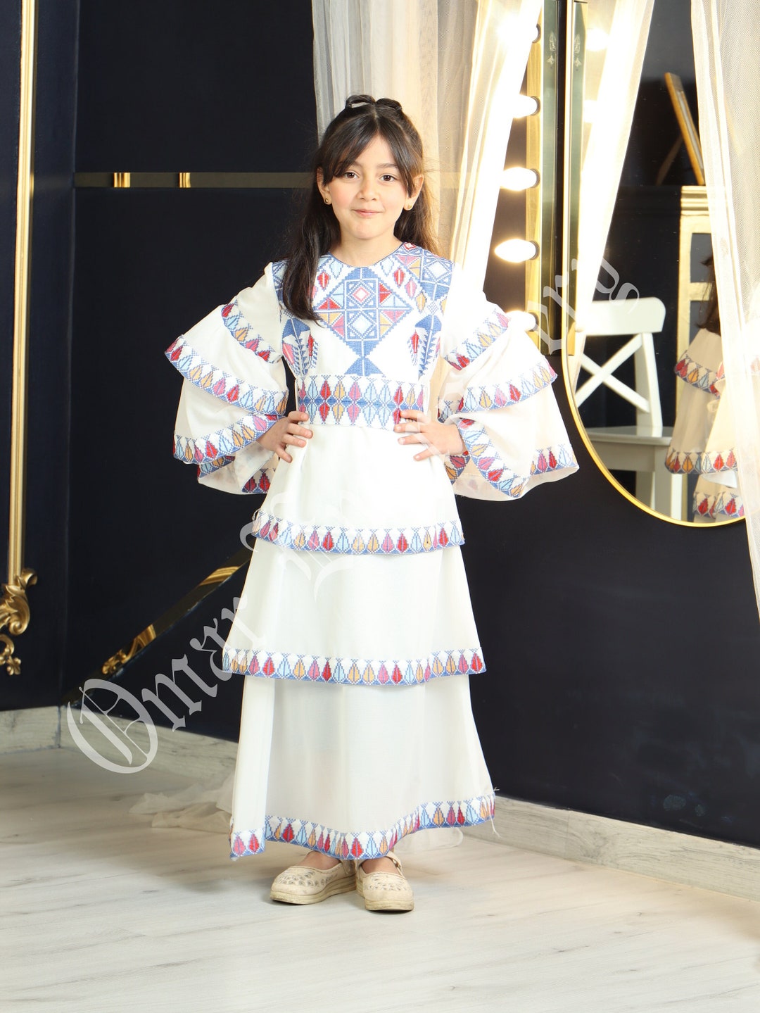 Girls Embroidered Dress for Kids Arabic Palestinian Jordanian Dress - Etsy