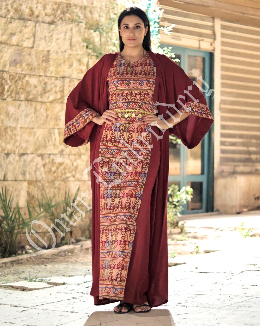 Palestinian Thobe Embroidered Maxi Bisht Palestinian Princess Design ...