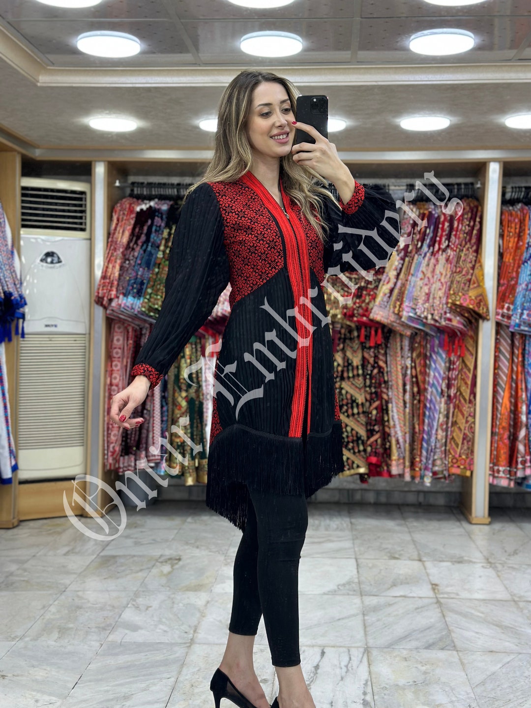 Embroidered Long Sleeve Long Jacket Palestinian Jordanian Traditional ...