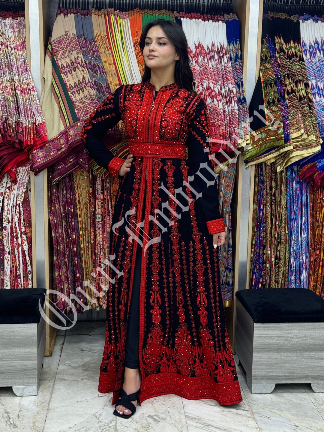 Thobe Embroidered Palestinian Maxi Dress Long Sleeves Palestinian ...