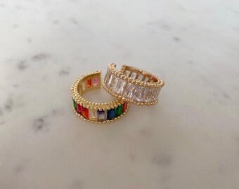 Rainbow Pave Ring | Etsy