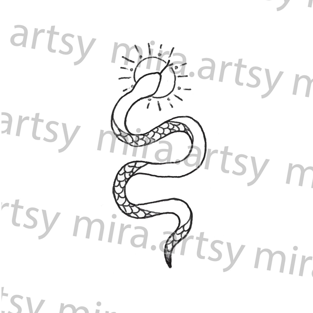Sun Inspired Snake 1 Scan - DIGITAL DOWNLOAD for Tattoo Design or Print ...
