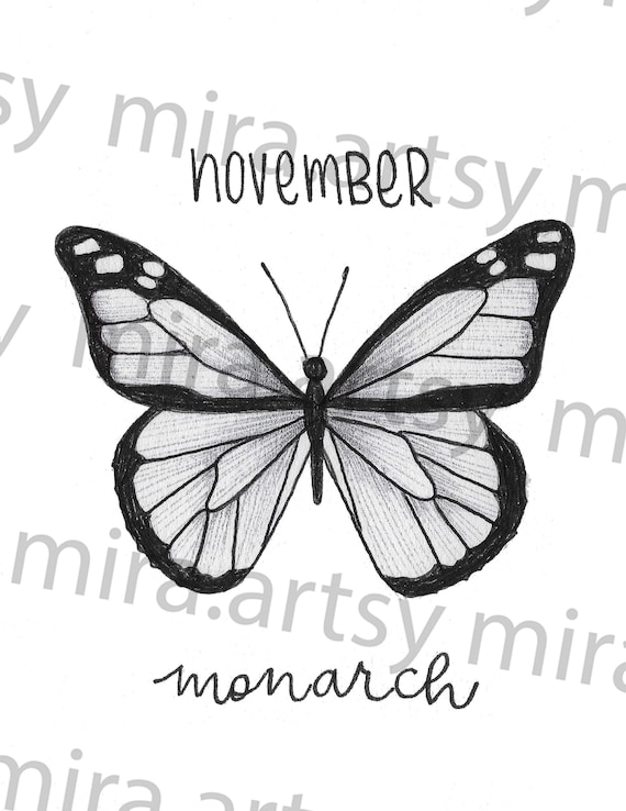 November Birth Month Butterfly Scan monarch DIGITAL | Etsy