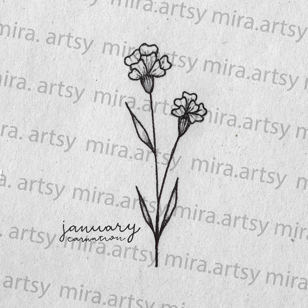 January Birth Month Flower Pack Scan (carnation and Snowdrop) - DIGITAL ...