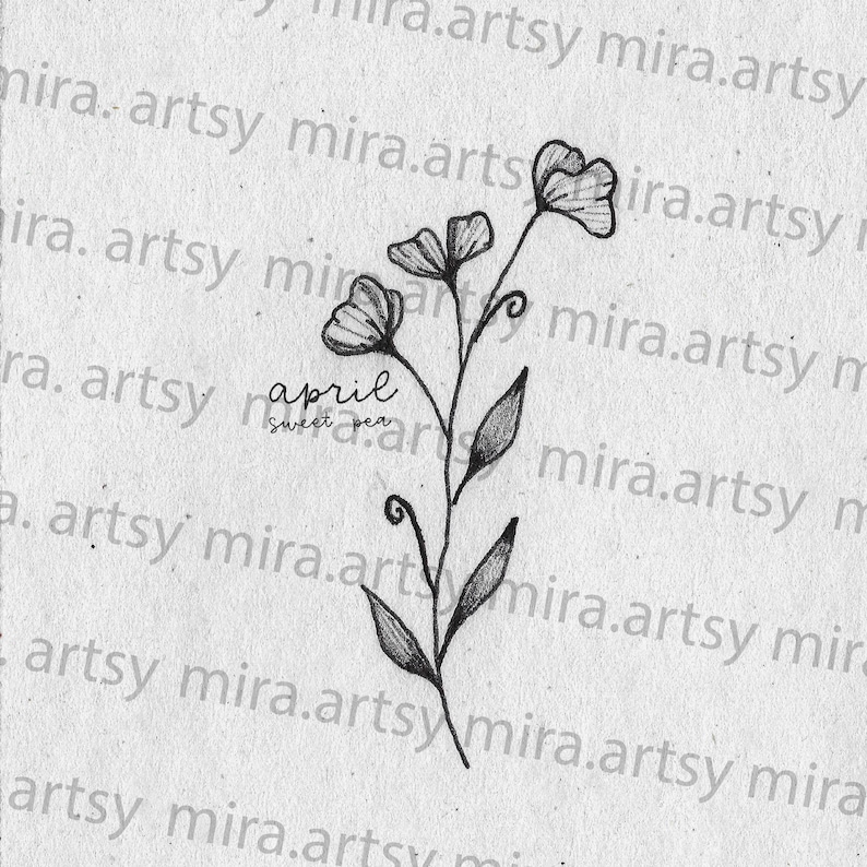 April Birth Month Flower Pack Scan (daisy and Sweet Pea) - DIGITAL ...