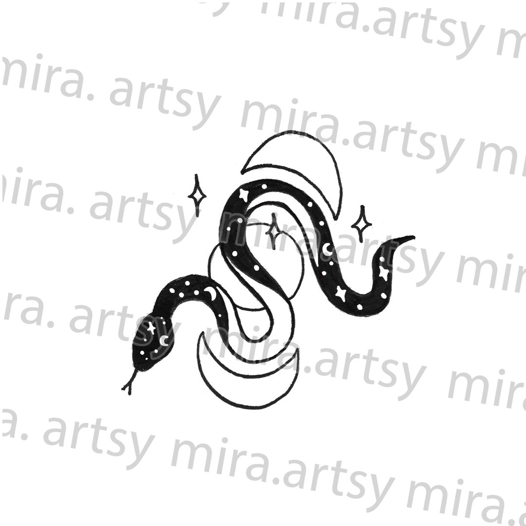 Moon Inspired Snake 4 Scan - DIGITAL DOWNLOAD for Tattoo Design or ...