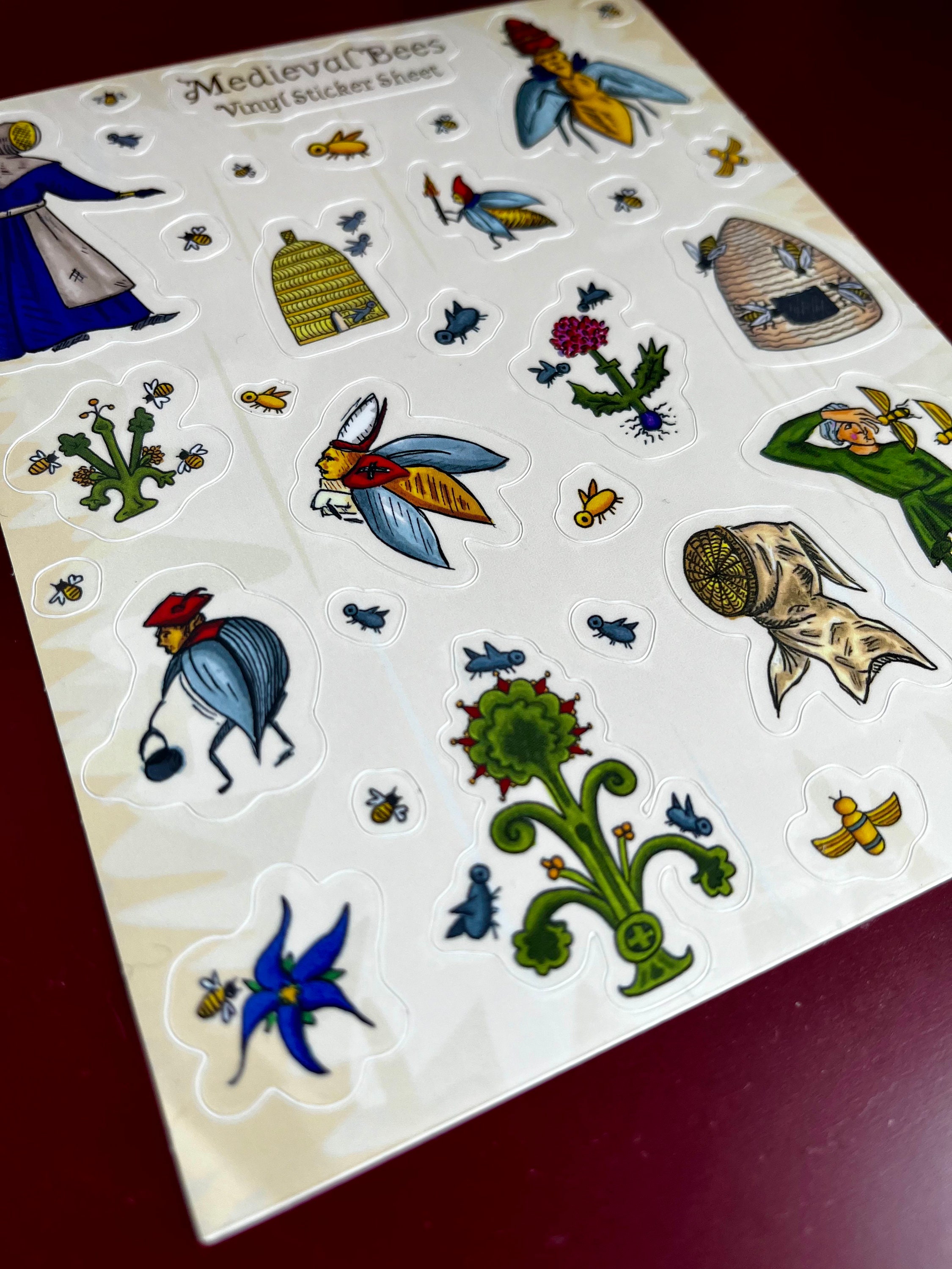 MEDIEVAL BEES Vinyl Sticker Sheet - Stickers for Water Bottles, Laptops ...