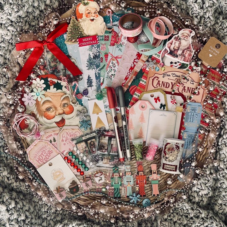 Vintage-inspired Christmas Paper Craft Kit | Junk Journal & Scrapbook ...