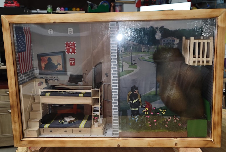 Firefighter Shadow Box Diorama | Handcrafted Fireman’s Prayer Keepsake ...