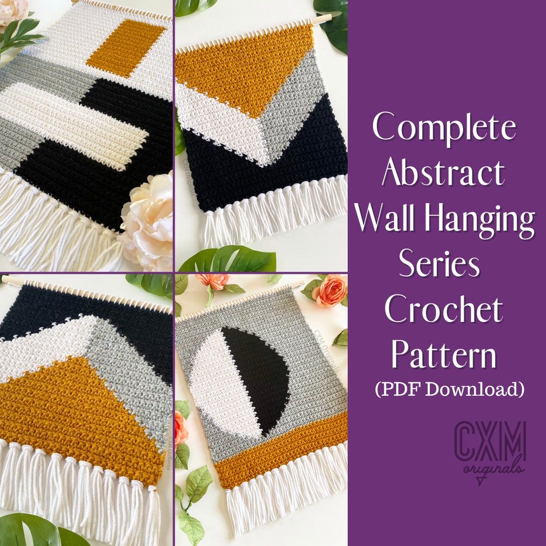 Crochet Pattern Set - Modern Crochet Wall Hanging - Gallery Wall ...