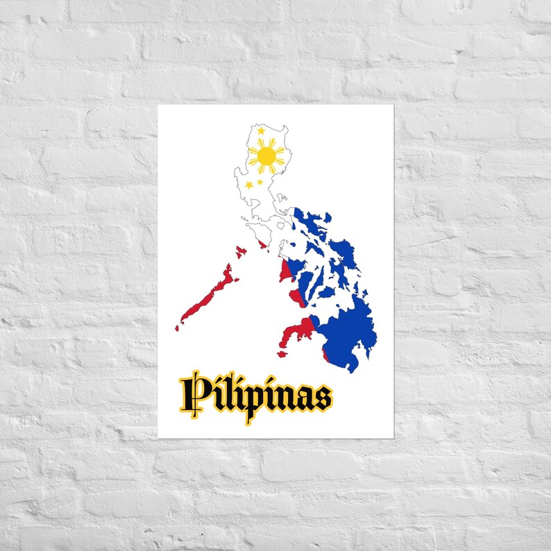 Philippine Flag Map Pilipinas Filipino Pride Wall Art Home Decor Poster ...