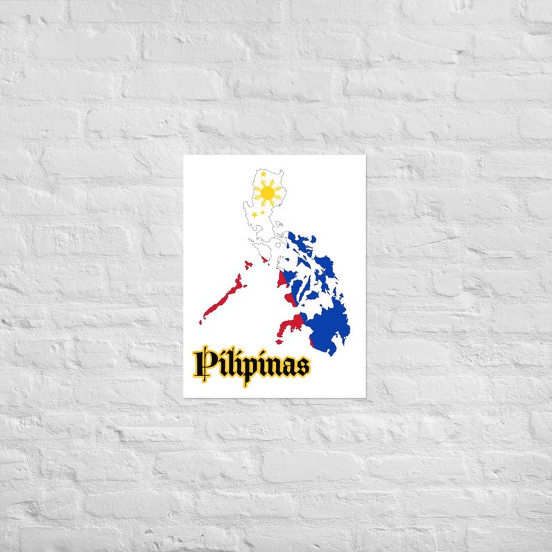 Philippine Flag Map Pilipinas Filipino Pride Wall Art Home Decor Poster ...