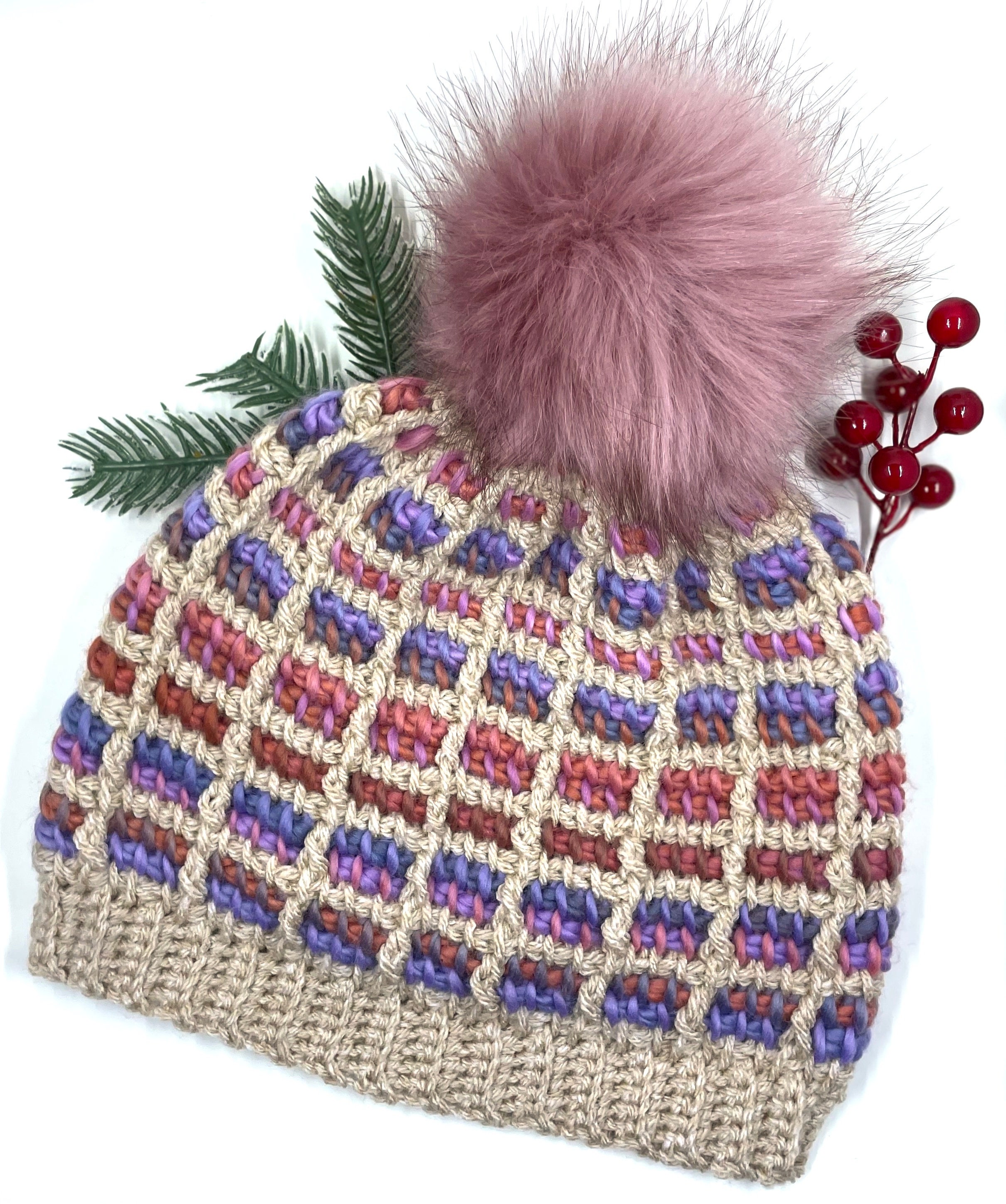 Made to Order Tunisian Crochet Block Stitch Mesa Hat Slouchy Beanie ...