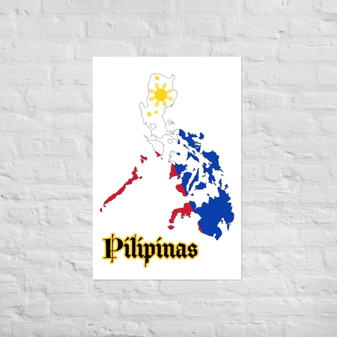 Philippine Flag Map Pilipinas Filipino Pride Wall Art Home Decor Poster ...
