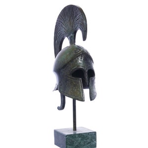 Achilles Helmet Statue, Ancient Greek Bronze Helmet Sculpture on Marble ...