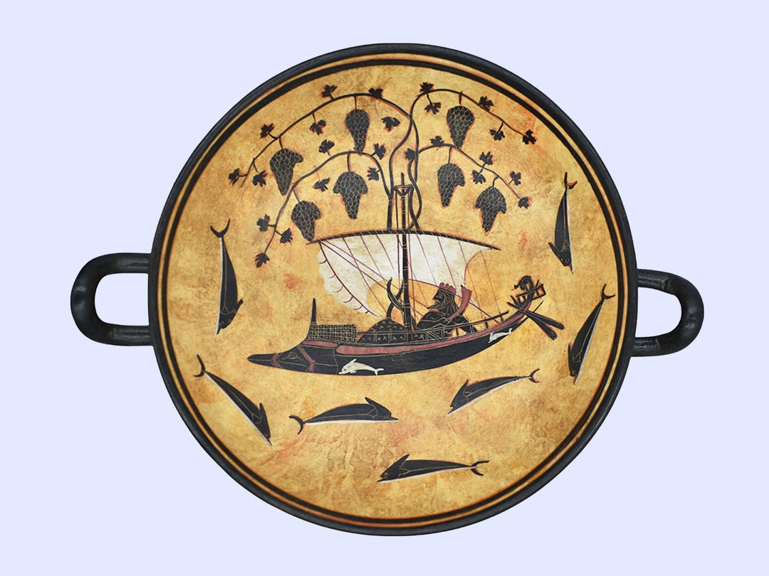 God Dionysus Cup Kylix of Exekias, Attic Black Figure Kylix, Greek ...