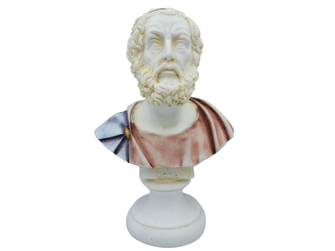 Homer Bust Head Statue, Greek Author of Iliad & the Odyssey, Handmade ...