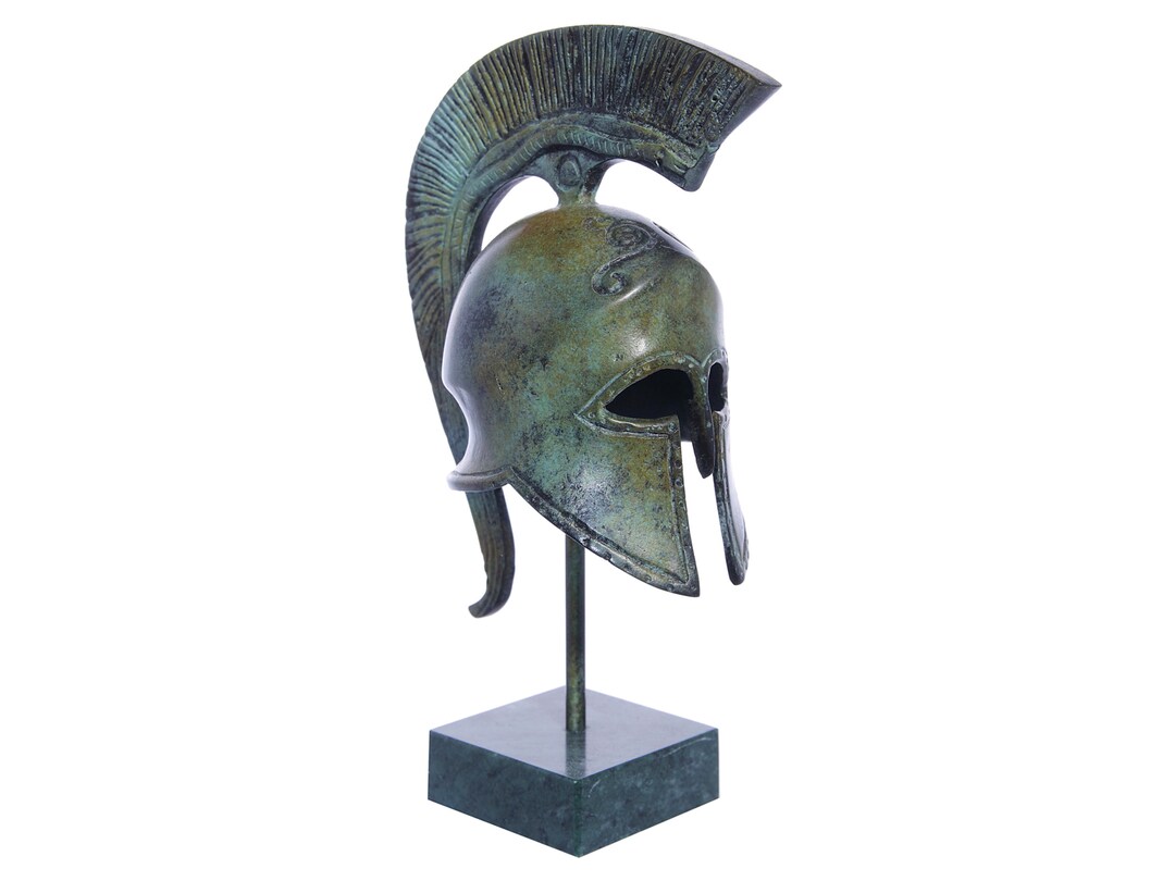 Bronze Spartan Helmet With Engraved Snake on Crest, Ancient Greek ...
