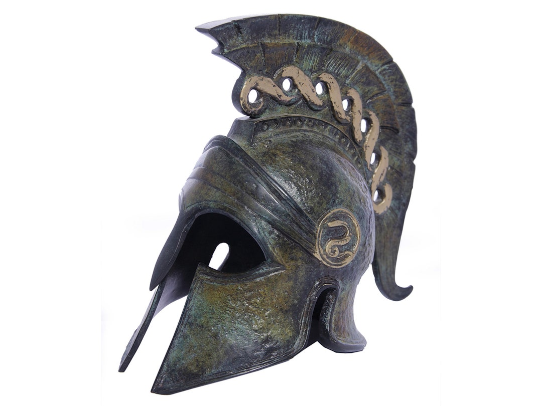 Greek Bronze Helmet Statue From Argos, Handmade Ancient Greek Bronze ...
