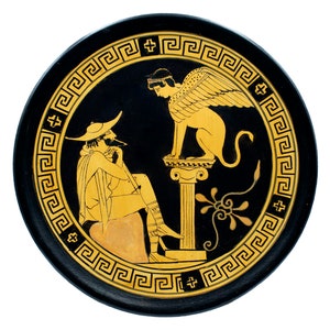 The Riddle of the Sphinx Ceramic Plate, Handmade Classical Wall Plate ...